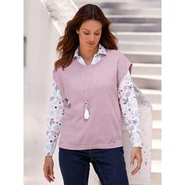 Pullunder Inspirationen "Pullunder", Damen, Gr. 52, lila (mauve, meliert), 100% Baumwolle, gemustert, meliert, unifarben, Pullover Pullunder