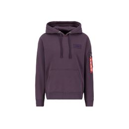 Hoodie Alpha Industries "Backprint Hoodie Rainbow Refl. Print", Herren, Gr. L, lila (plum), Obermaterial: 80% Baumwolle, 20% Polyester, regular fit, Sweatshirts Hoodie