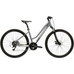 Crossrad KROSS "Crossrad Damen 28" Evado 3.0 grau 16 Gänge" Gr. 43, grau, schwarz, Fahrräder, Damen, 43cm, 28 Zoll (71,12cm) hinten: 28 Zoll (71,12cm)