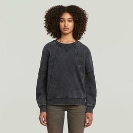 G-Star Raw Sweatshirt G-STAR "Washed 3D Sleeve A line", Damen, Gr. XS (34), schwarz (dk schwarz smokey gd), Sweatware, Obermaterial: 100% Baumwolle, washed, regular fit normal, Rundhals, Rippb&uuml;ndchen, Sweatshirts Sweatshirt, in Rundhalsform