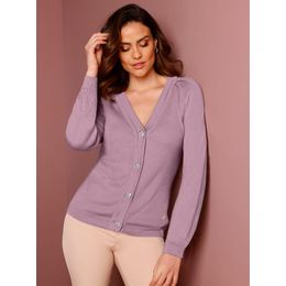 Cardigan CREATION L PREMIUM, Damen, Gr. 36, lila (mauve), 50% Lyocell, 30% Baumwolle, 20% Viskose, unifarben, Strickjacken