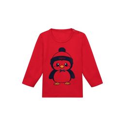 Sweatshirt TRIGEMA "TRIGEMA Langarmshirt mit s&uuml;&szlig;em Pinguin-Print", M&auml;dchen, Gr. 92, braun (kirsch), 95% Baumwolle, 5% Elastan, Basic, Sweatshirts Sweatshirt