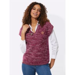 Pullunder Casual Looks "Pullunder", Damen, Gr. 48, rot (bordeaux, meliert), 54% Baumwolle, 46% Polyacryl, gemustert, mehrfarbig, meliert, Pullover Pullunder