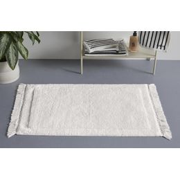 Badematte "Tamsin, Badvorleger, Badezimmer Teppich" Gr. 1, wei&szlig;, H:20mm, Baumwolle, LeGer Home by Lena Gercke, Badematten, Badematte, mit Fransen, Badteppich, Badematte, Baumwolle
