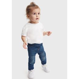 Schlupfjeans LEVI'S KIDS "PULL-ON JEGGING", Jungen, Gr. 12/80, N-Gr, blau (mid blau used), Denim/Jeans, Obermaterial: 76% Baumwolle, 23% Polyester, 1% Elasthan, unifarben, Basic schmal, Jeans Schlupfjeans, for BABYGIRLS