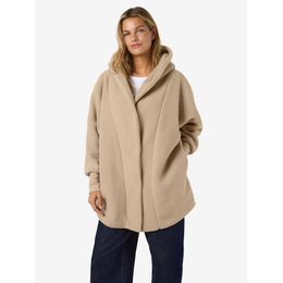 Kapuzensweatjacke Noisy may "NMCOZY L/S LONG SHACKET W HOOD JRS NOOS", Damen, Gr. S, wei&szlig; pepper, Sweatware, Obermaterial: 100% Polyester, unifarben, relaxed fit normal, V-Ausschnitt, Rippb&uuml;ndchen, Sweatjacken