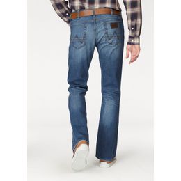 Bootcut-Jeans Wrangler "Jacksville", Herren, Gr. 33, L&auml;nge 34, blau (high, blau), Obermaterial: 92% Baumwolle, 7% Polyester, 1% Elasthan, bootcut fit lang, Jeans