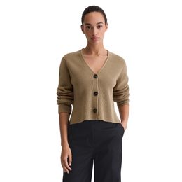 Marc O'Polo Cardigan MARC O'POLO, Damen, Gr. L, soft mocca, Strick, Obermaterial: 100% Baumwolle, tiefer V-Ausschnitt, Strickjacken