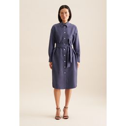 Sommerkleid Seidensticker "Schwarze Rose", Damen, Gr. S(36), Normalgr&ouml;&szlig;en, blau (dunkelblau), 89% Viskose, 11% Polyester, gestreift, oversize, Kleider Sommerkleid, Langarm Kragen Streifen