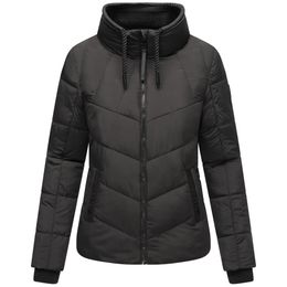 Steppjacke Navahoo "Liebesfee 14", Damen, Gr. XL (42), schwarz, Obermaterial: 100% Polyester (recycelt), Futter: 100% Polyester (recycelt), Ärmelfutter: 100% Polyester (recycelt), Wattierung: 100% Polyester (recycelt), figurumspielend hüftbedeckend, hoch geschlossener Ausschnitt, Ärmel ohne Ärmelschlitz Rippstrickbündchen, Jacken Steppjacke, gesteppte Damen Übergangsjacke mit wattiertem Stehkragen