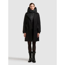 Trenchcoat Khujo "GORA", Damen, Gr. M, schwarz, Web, 100% Polyester, unifarben, eingesetzt gerader Abschluss mit Knöpfen, Mäntel