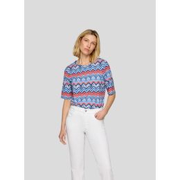 Print-Shirt Rabe "T-Shirt", Damen, Gr. 40, blau (dunkelblau), 92%Viskose, 8%Elastan, gemustert, tailliert, Shirts