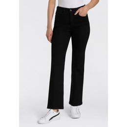 Bootcut-Jeans MAC "LAURA", Damen, Gr. 34, Länge 28, schwarz (schwarz, schwarz), Denim/Jeans, Obermaterial: 89% Baumwolle, 8% Polyester, 3% Elasthan, lang, Jeans