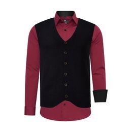 Langarmhemd Rusty Neal, Herren, Gr. 3XL, EURO-Gr&ouml;&szlig;en, rot (bordeaux), 60% Baumwolle, 37% Polyester, 3% Elasthan, unifarben, Hemden, mit Weste