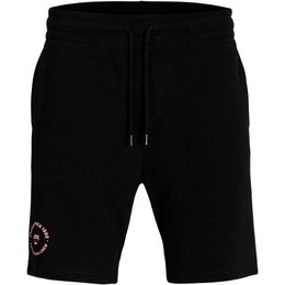 Jack & Jones PlusSize Sweatshorts "JPSTGORDON JJSIMON SWEAT SHORTS NA PLS", Herren, Gr. 42 (4XL), N-Gr, schwarz, angeraute Sweatware, Obermaterial: 60% Baumwolle, 40% Polyester, JACK & JONES PLUSSIZE, bedruckt, normal, Hosen Sweatshorts