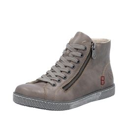 Schnürboots Rieker, Damen, Gr. 36, grau, Lederimitat, unifarben, Schuhe, Schnürstiefelette, Casual-Boots mit Reißverschluss außen, Topseller