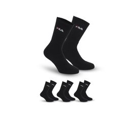 Tennissocken Fila "UNISEX CREW TENNIS FULL TERRY SOCKS", Damen, Gr. 39-42, schwarz, Baumwollmischung, unifarben, normal, Socken Tennissocken, mit dezentem Logoschriftzug, Topseller