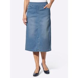 Jeansrock Inspirationen, Damen, Gr. 24, blau (blau, bleached), 78% Baumwolle, 20% Polyester, 2% Elasthan, unifarben, wadenlang, R&ouml;cke Jeansrock