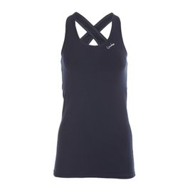 Sporttop WINSHAPE "Tanktop WVR32", Damen, Gr. S, blau (night blau), 90% Baumwolle, 10% Elasthan, Rundhals, Tops Sporttop, Drop Back Design