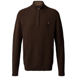 Rundhalspullover MCS "MCS Pullover Axel", Herren, Gr. L, schwarz braun melange, Obermaterial: 80% Wolle, 20% Polyester, Pullover Rundhalspullover