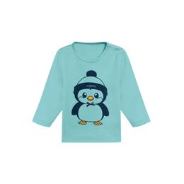 Sweatshirt TRIGEMA "TRIGEMA Langarmshirt mit s&uuml;&szlig;em Pinguin-Print", Jungen, Gr. 104, blau (gletscher), 95% Baumwolle, 5% Elastan, Basic, Sweatshirts Sweatshirt