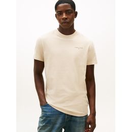 T-Shirt Tommy Jeans "TJM SLIM LINEAR CHEST TEE EXT", Herren, Gr. 4XL, gulf sand, Single Jersey, Obermaterial: 100% Baumwolle, regular fit normal, Rundhals, eingesetzt abgesteppte Kante, Shirts