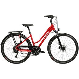 Trekkingrad KROSS "Damen-Trekkingrad 28" Trans 5.0 Rot 18 G&auml;nge" Gr. 48, rot, schwarz, Fahrr&auml;der, Damen, 48cm, 28 Zoll (71,12cm) hinten: 28 Zoll (71,12cm)