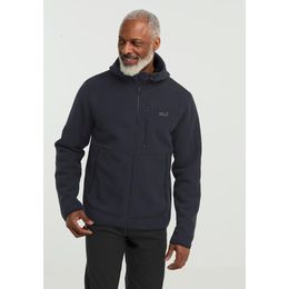 Fleecejacke Jack Wolfskin "LAKE RIDGE HOODED JKT M", Herren, Gr. L (52), blau (schwarznavy), Obermaterial: 100% Polyester; Futter: 100% Polyester, Jacken Fleecejacke