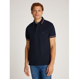 Poloshirt Tommy Hilfiger "TIPPED SLIM FIT POLO", Herren, Gr. XL, blau (desert sky), Jersey, Obermaterial: 96% Baumwolle, 4% Elasthan, slim fit, Shirts, mit Kontrast-Details