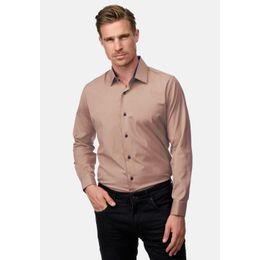 Langarmhemd Rusty Neal, Herren, Gr. 4XL, EURO-Größen, beige, 60% Baumwolle, 37% Polyester, 3% Elasthan, unifarben, Hemden, mit Weste und Krawatte
