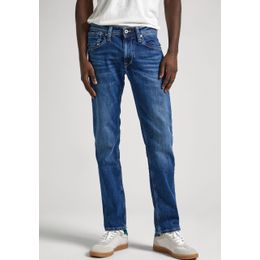 Regular-fit-Jeans Pepe Jeans "CASH", Herren, Gr. 31, Länge 34, blau (mid blau), Denim/Jeans, Obermaterial: 99% Baumwolle, 1% Elasthan, leichte Abriebeffekte, normal lang, Jeans