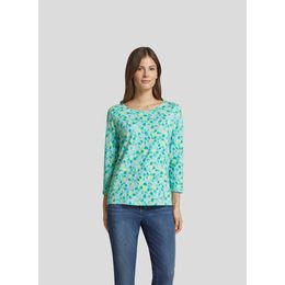 3/4-Arm-Shirt Rabe, Damen, Gr. 44, gr&uuml;n (smaragd), Jersey, Obermaterial: 92% Viskose, 8% Elasthan, gemustert, tailliert h&uuml;ftbedeckend, Rundhals, Shirts 3/4-Arm-Shirt, mit grafischem Muster, mit Stretch