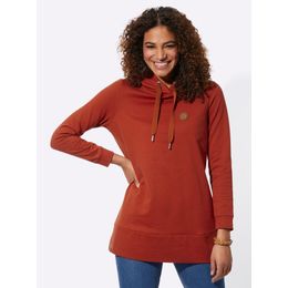 Longsweatshirt Casual Looks, Damen, Gr. 46, rot (rostrot), 100% Baumwolle, unifarben, Sweatshirts