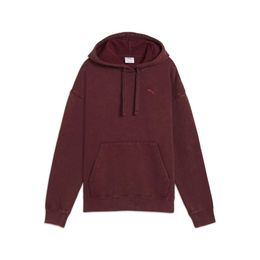 Hoodie Puma "Essentials Elevated Relaxed Wash Hoodie Damen", Damen, Gr. XL, rot (ruby shimmer rot), Obermaterial: 66% Baumwolle, 34% Polyester; Kapuze: 66% Baumwolle, 34% Polyester; Rippe: 3% Elasthan, 97% Baumwolle, relaxed fit, Sweatshirts Hoodie