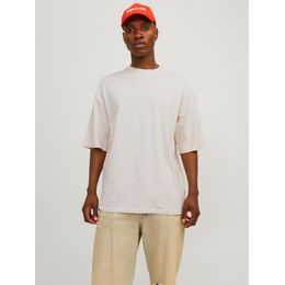 Jack & Jones Rundhalsshirt JACK & JONES "JJECHARGE TEE O-NECK NOOS", Herren, Gr. M, gelb (moonbeam), Jersey, Obermaterial: 100% Baumwolle, unifarben, oversize Po-bedeckend, Rundhals, gerader Abschluss, Shirts Rundhalsshirt, mit Rundhalsausschnitt