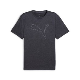 Trainingsshirt Puma "M TAD ESSENTIAL HEATHER CAT TEE (CF LARGE CAT)", Herren, Gr. L, galactic gray heather, Jersey, Obermaterial: 100% Polyester, regular fit normal, Rundhals, Shirts