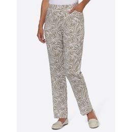 Schlupfhose Classic Basics, Damen, Gr. 21, Kurzgrößen, braun (schlamm, ecru, bedruckt), 100% Viskose, gemustert, mehrfarbig, lang, Hosen Schlupfhose