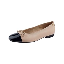 Ballerina Paul Green "Paul Green Ballerinas Leder", Damen, Gr. 40, schwarz (schwarz, beige), Leder, Schuhe Ballerina