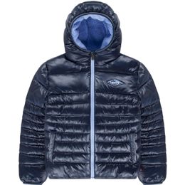 Steppjacke LEVI'S KIDS "SHERPA LINED MDWT PUFFER JACKET", Jungen, Gr. 10 (140), blau (marineblaus), Obermaterial: 100% Polyester, bequem hüftbedeckend, Rundhals, Bündchen, Jacken, for Boys mit Kapuze