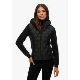 Steppjacke Superdry "HOODED HERITAGE STORM JACKET", Damen, Gr. M, schwarz, Steppware, Obermaterial: 100% Polyester, unifarben, slim fit, Jacken