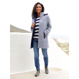 Outdoorjacke Heine, Damen, Gr. 46, blau (marine, ecru, meliert), 50% Polyester, 30% Wolle, 20% Polyacryl, Besatz:100% Polyester, gemustert, Jacken Outdoorjacke