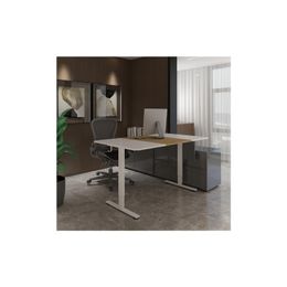 Home Deluxe Höhenverstellbarer Schreibtisch ELMO Weiß/Holz - 160 x 80 cm mit PC-Halterung