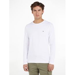 Langarmshirt Tommy Hilfiger "STRETCH SLIM FIT LONG SLEEVE", Herren, Gr. XXL (56), wei&szlig;, Single Jersey, Obermaterial: 96% Baumwolle, 4% Elasthan, bestickt, unifarben, schmal h&uuml;ftbedeckend, Rundhals, abgesteppt, Shirts Langarmshirt, aus Baumwollstretch