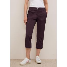 3/4-Hose Cecil "Style NEW YORK", Damen, Gr. 28, N-Gr, rot (mulberry rot), Web, Obermaterial: 98% Baumwolle, 2% Elasthan, unifarben, normal 3/4-Länge, Hosen, mit Gummibund und Eingrifftaschen