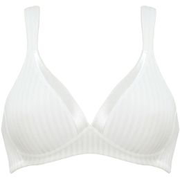 Schalen-BH Naturana "The Wednesday", Damen, Gr. 80, Cup A, beige (ecru), Satin, Obermaterial: 84% Polyamid, 16% Elasthan, unifarben, BHs Schalen-BH, mit Schale, Satinbesatz, breite Tr&auml;ger, Entlastungstr&auml;ger, feminin