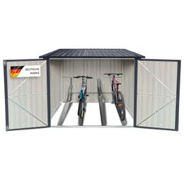 ALBATROS Premium Fahrradgarage &ndash; verzinktes Metall in Anthrazit (RAL 7016) 203x229x162cm f&uuml;r bis zu 4 Fahrr&auml;der wetterfest