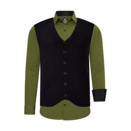 Langarmhemd Rusty Neal, Herren, Gr. 4XL, EURO-Gr&ouml;&szlig;en, gr&uuml;n (khaki), 60% Baumwolle, 37% Polyester, 3% Elasthan, unifarben, Hemden, mit Weste