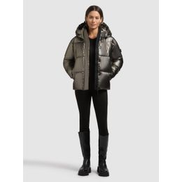 Steppjacke Khujo "DEVINA2 SHINY", Damen, Gr. L, mud braun, 100% Polyester, unifarben, eingesetzt elastischer Bund mit Windstopper, Jacken