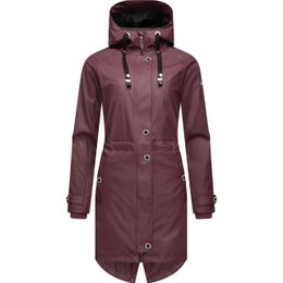 Regenjacke Navahoo "Rainy Flower", Damen, Gr. M (38), rot (weinrot), Obermaterial: 70% Polyester, 30% Polyurethan, Innenfutter: 100% Polyester, &Auml;rmelfutter: 100% Polyester, Wattierung: 100% Polyester, gerade Po-bedeckend, hoch geschlossener Ausschnitt, &Auml;rmel ohne &Auml;rmelschlitz Rippstrickb&uuml;ndchen mit Druckknopf, Jacken Regenjacke, modischer Damen Regenmantel mit Kapuze