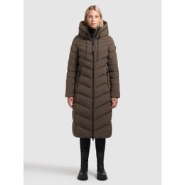 Steppmantel Khujo "STOANE2", Damen, Gr. XS, dull gr&uuml;n, 100% Polyester, unifarben, eingesetzt elastischer Bund mit Windstopper, M&auml;ntel Steppmantel